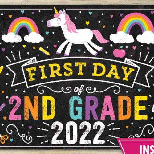 Editable First Day of 2nd Grade Sign Rainbow First Day of - Etsy