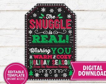 EDITABLE the Snuggle is Real Christmas Gift Tags Secret - Etsy