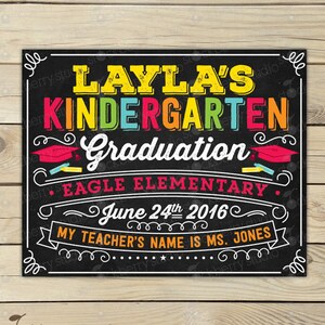 Kindergarten Graduation Chalkboard Sign Printable Last day | Etsy