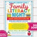 Family Literacy Night Flyer Book Sale PTA School Fundraiser Flyer ...