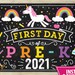 Unicorn First Day of Pre K Sign 1st Day of School Printable | Etsy