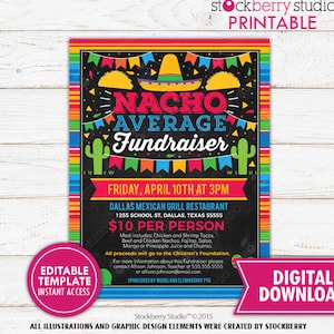 Nacho Average Fundraiser Flyer Taco Fiesta Charity Benefit Church ...