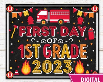 Editable First Day of Preschool Sign Firetruck First Day of - Etsy