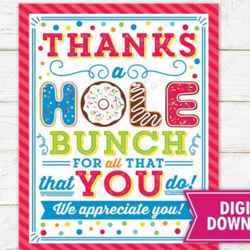 Donut Sign Appreciation Week Decor Teacher Staff Employee - Etsy