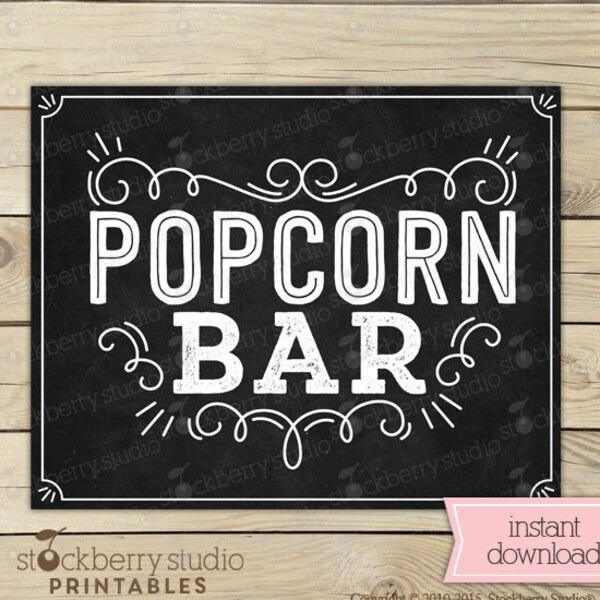 Popcorn Bar Sign - Etsy