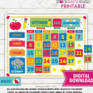 Kids Learning Calendar Weather Chart Circle Time Seasons Preschool ...