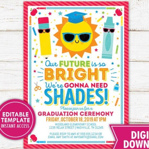 Kindergarten Graduation Invitation Preschool Pre K Graduation - Etsy
