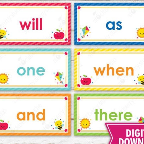 Sight Words Flashcards Kindergarten Homeschool Printable Pre | Etsy