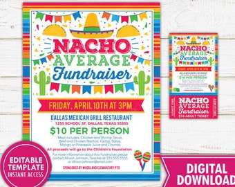 Nacho Average Fundraiser Flyer Taco Fiesta Charity Benefit | Etsy