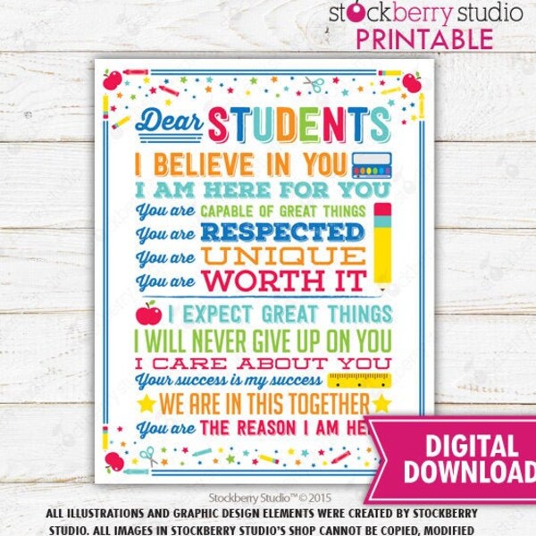 Dear Students - Etsy