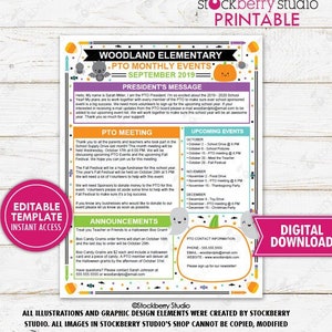 Halloween Teacher Newsletter PTO PTA Newsletter Flyer Printable ...