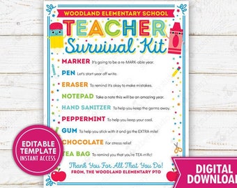 Teacher Survival Kit - Etsy