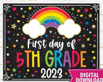 First Day of Fifth Grade Sign Back to School Sign 1st Day - Etsy