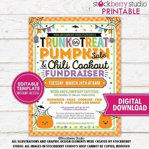 Fall Festival Harvest Trunk or Treat Cookoff Flyer Kids Halloween Party ...