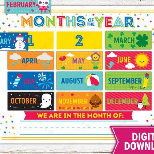 Months of the Year Printable Learning Games Kids Calendar Busy | Etsy