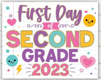Editable First Day of 2nd Grade Sign Rainbow First Day of - Etsy