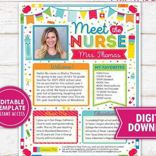 Meet the School Nurse Letter Printable Back to School Note | Etsy