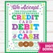 We Accept Cash Debit Credit Card Sign Scout Cookie Booth Sign Printable ...