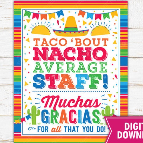 Nacho Average Employee Sign Printable Staff Fiesta Sign Fiesta - Etsy