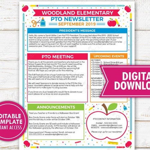 EDITABLE PTO PTA Recruitment Flyer Printable Handout School - Etsy