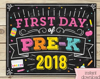 Dinosaur First Day of Prek Sign Instant Download Dinosaurs | Etsy