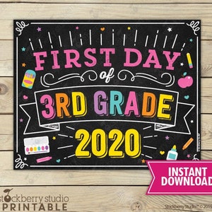 Girl First Day of 3rd Grade Sign Girl Back to School 1st Day | Etsy