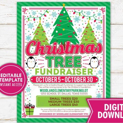 Christmas Candy Cane Fundraiser Flyer Printable PTO PTA School - Etsy