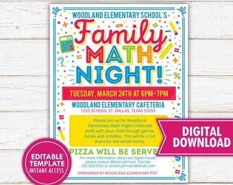 Editable Family Movie Night Flyer, Instant Download, PTA / PTO, School ...