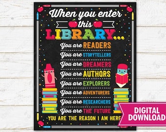 Library Rules Sign - Etsy