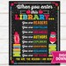 School Library Classroom Rules Sign Printable Teacher Media Room Poster ...