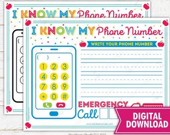 Kids Worksheet Phone Number - Etsy