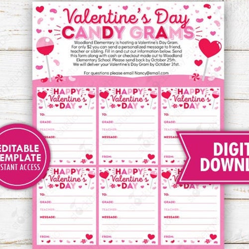 Valentine's Day Flower Gram Flyer Editable - Etsy