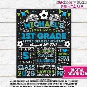 Soccer First Day of School Sign Boy 1st Day of School Sign Sports Back ...