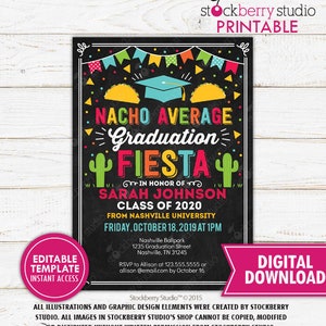 Nacho Average Fiesta Graduation Invitation Printable Mexican Graduation ...