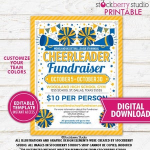 Cheerleader Fundraiser Flyer Printable Cheer Team Tournament School PTO ...