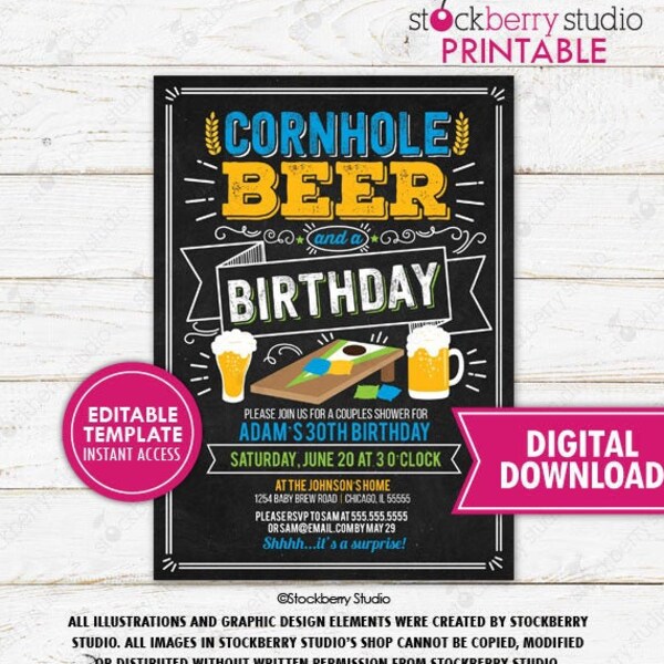 Birthday Bbq Cornhole Invitation - Etsy