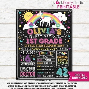 Retro First Day of School Sign Girl Boho Back to School Sign Printable ...