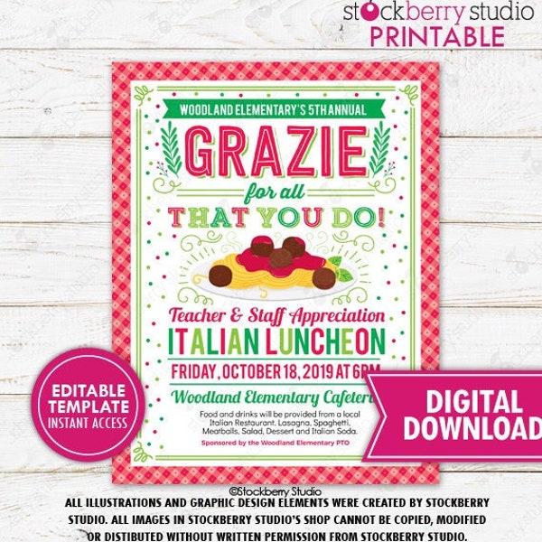 Italian Teacher Appreciation Flyer - Etsy