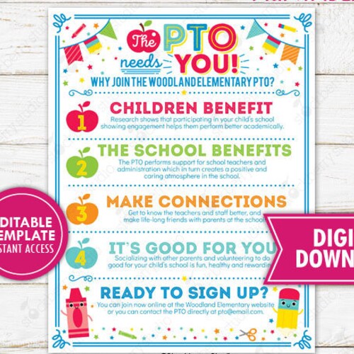 Printable/editable PTO PTA Meeting Flyer Pto/pta Parent - Etsy