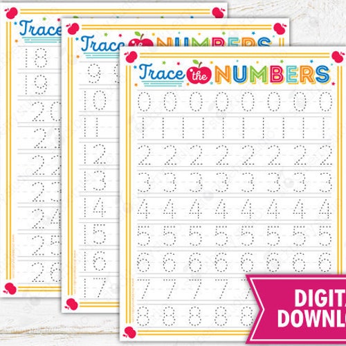 Number Tracing Worksheet Printable Learning to Write - Etsy