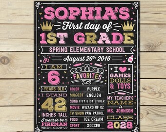 Princess First Day of School Printable 1st Day of 1st Grade Sign 1st ...