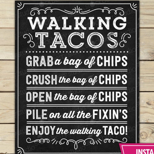 Walking Taco Bar Sign Walking Taco Sign Printable Wedding | Etsy