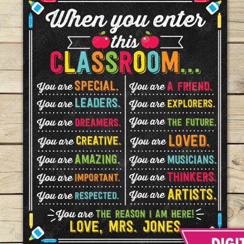 When You Enter This Classroom Sign Personalized Teacher Sign - Etsy