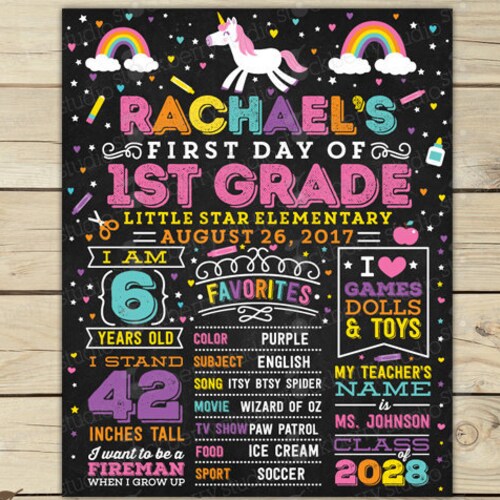 Sunflowers First Day of School Sign Printable Girl Back to - Etsy