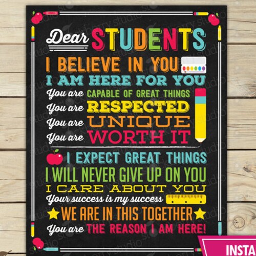 Dear Students School Counselor Sign Printable Teacher - Etsy