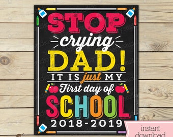 Stop Crying Mom Sign Printable First Day of Preschool Sign | Etsy