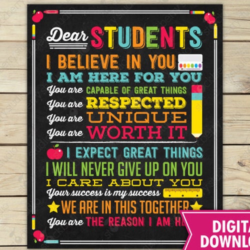 Dear Students School Counselor Sign Printable Teacher - Etsy