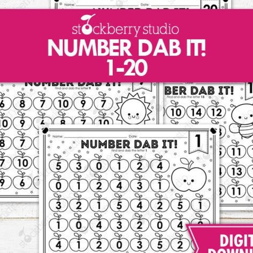 Number Dab It Worksheets Printable Learn to Count Math Pre K - Etsy