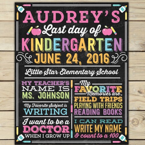 Chalkboard First Day of School Sign Printable Editable Canva - Etsy