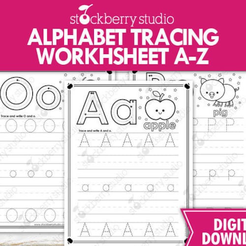 Alphabet Tracing Worksheets Printable Phonics Literacy ABC - Etsy